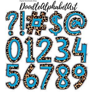 Half Print Leopard Color Alphabet Letters PNG Bundle, Doodle Alphabet ...