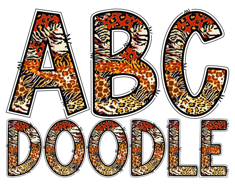 Wild Animal Skins Digital Alphabet Letters PNG Hand Drawn - Etsy