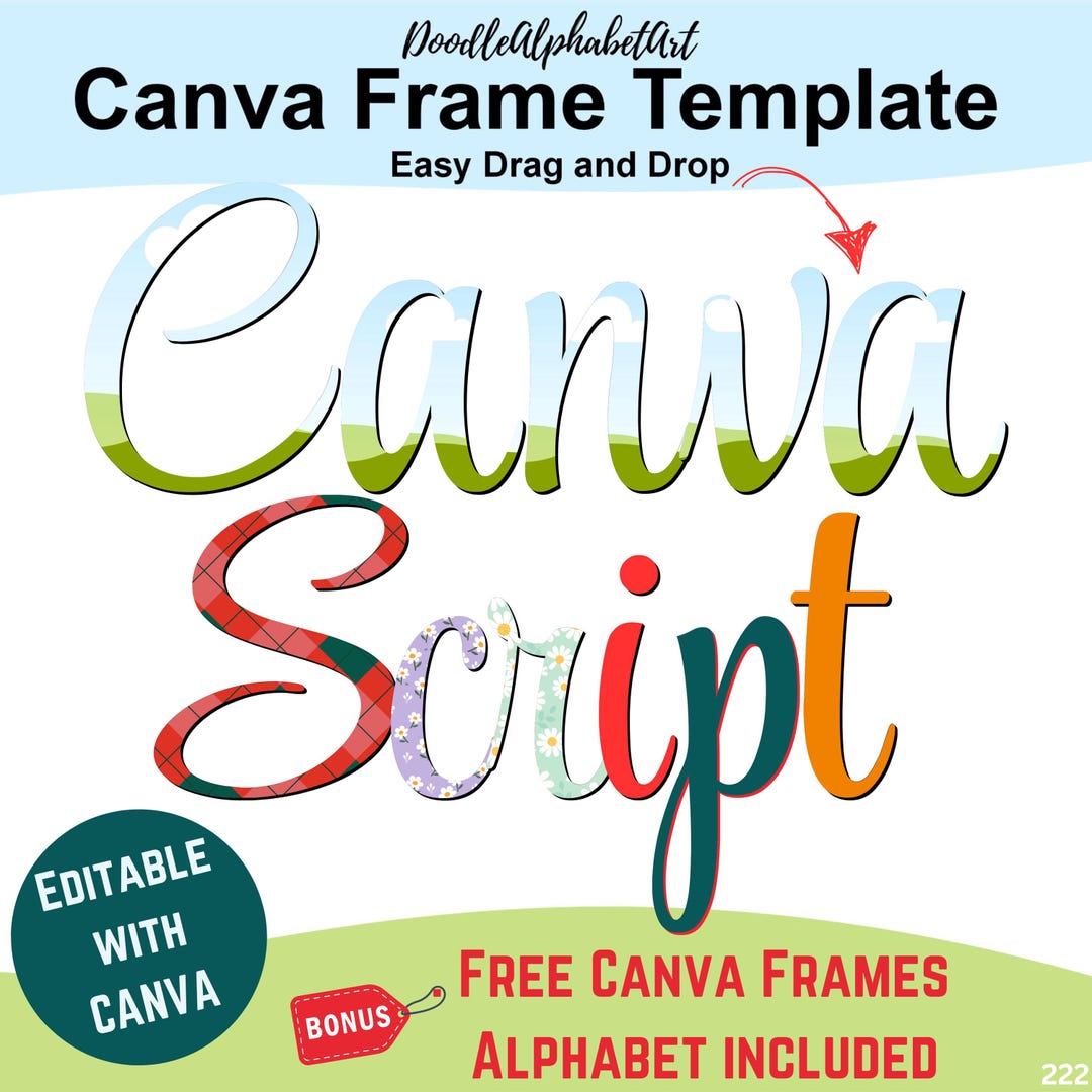 Canva Frames Script Font: Block Shadow Alphabet Template - Etsy