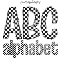 Light Blue Checkered Alphabet and Checkered Numbers ,alphabet Letters ...