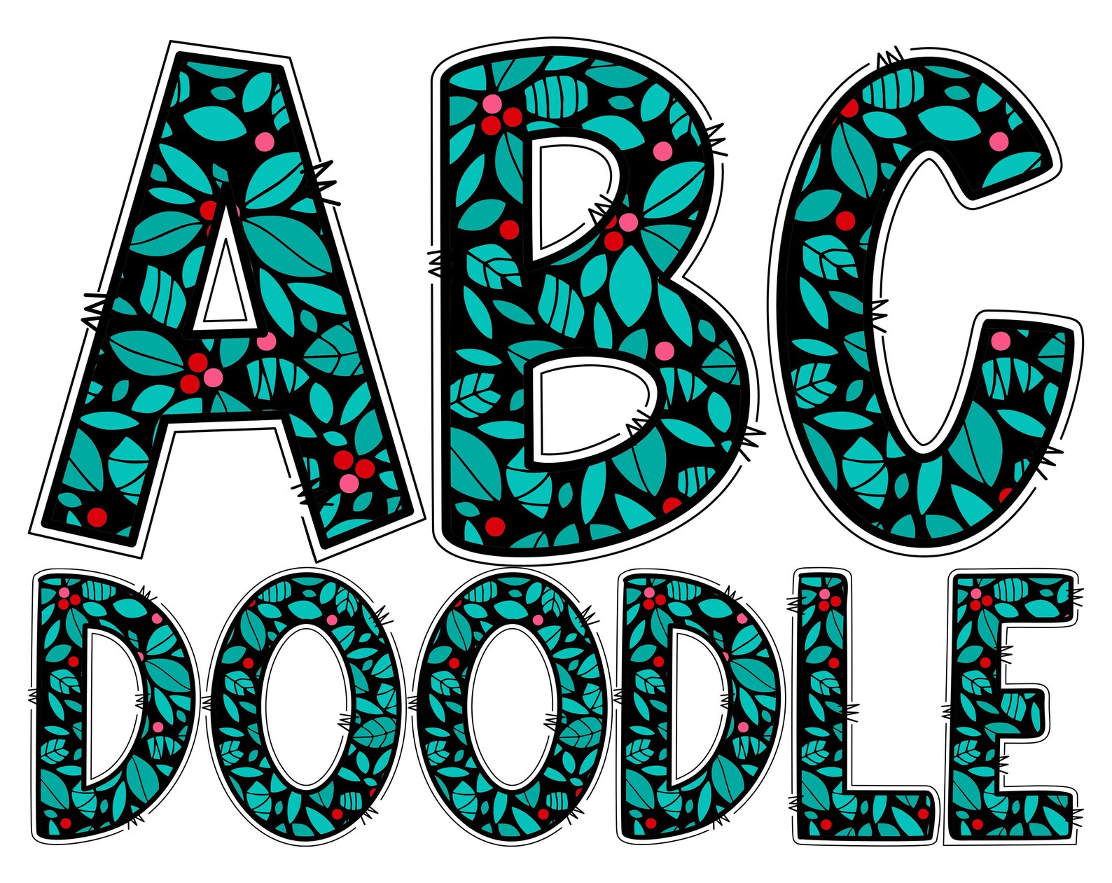 Floral Doodle Digital Alphabet Letters PNG Hand Drawn Digital - Etsy