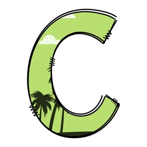 Palm Tree Summer Letters PNG, 5 Hand Drawn Doodle Alphabet Set in ...