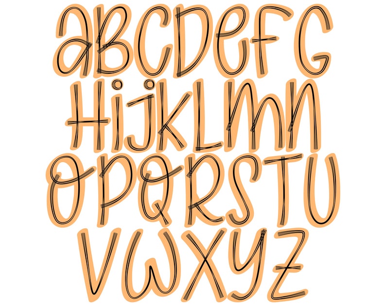 Scribble Letters PNG Set in 10 Colors Ochre Green White - Etsy