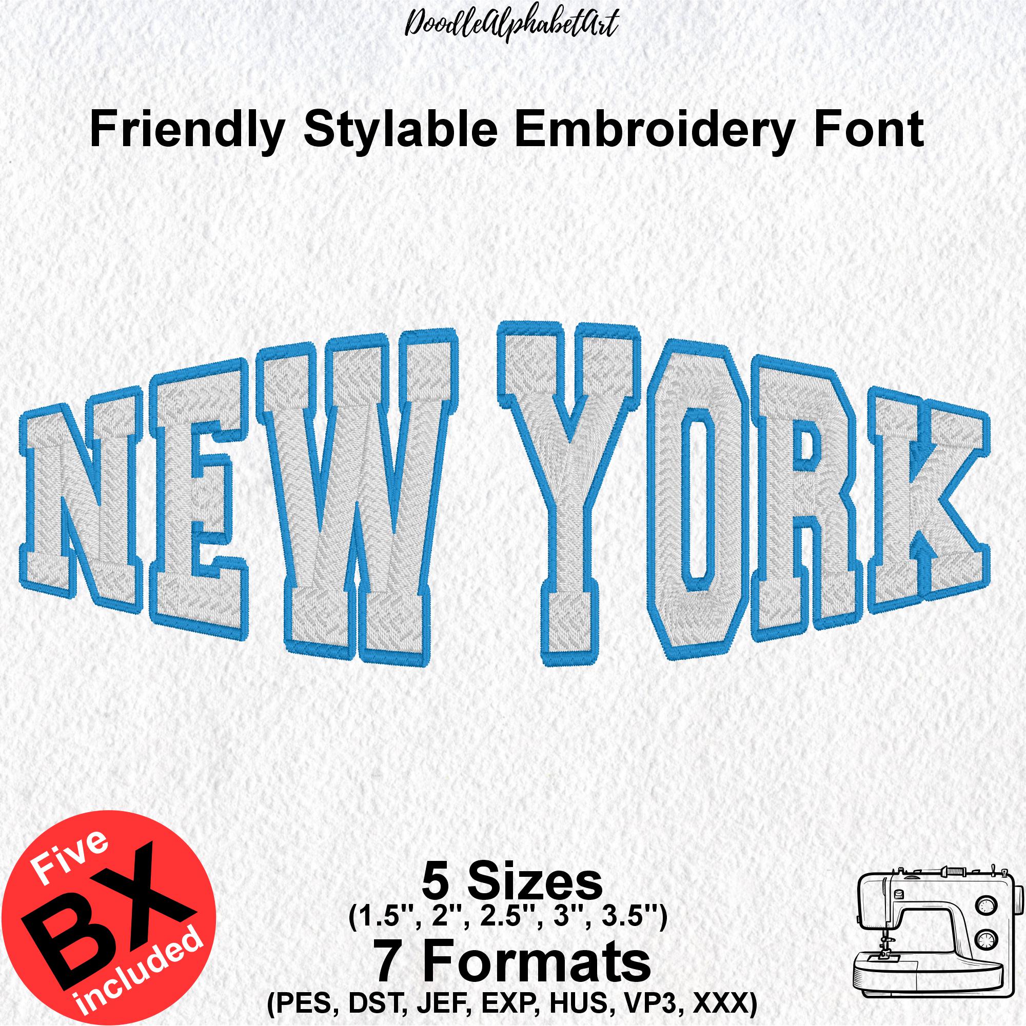 Varsity 2-color Satin Column Embroidery Font, 5 Sizes 7 Formats + 5 ...