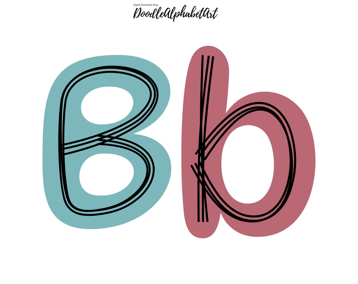 Boho Scribble Letters PNG 5 Alphabet Set Boho Doodle - Etsy
