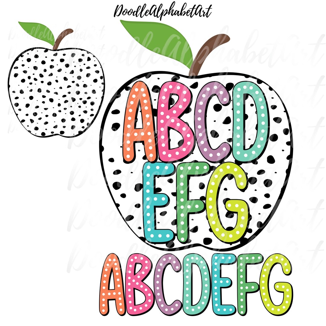Apple Background PNG & Doodle Dot Alphabet PNG Bundle (7 Alpha Sets) - Etsy