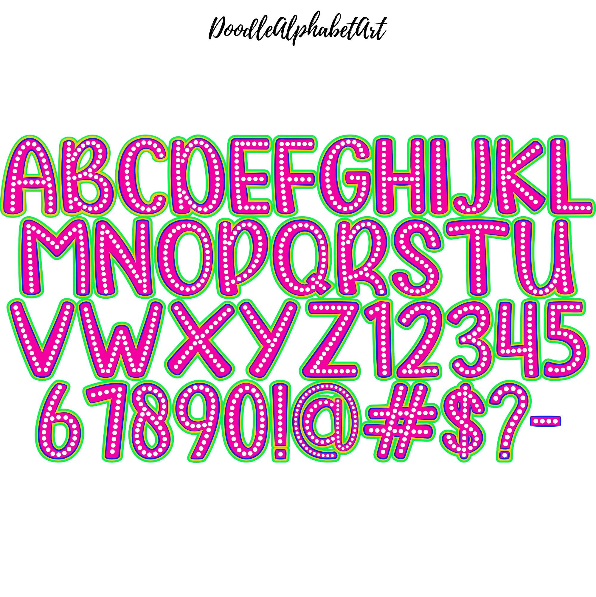 Polka Dot Marquee Alphabet PNG Bundle: Funky Colorful Letters (digital ...