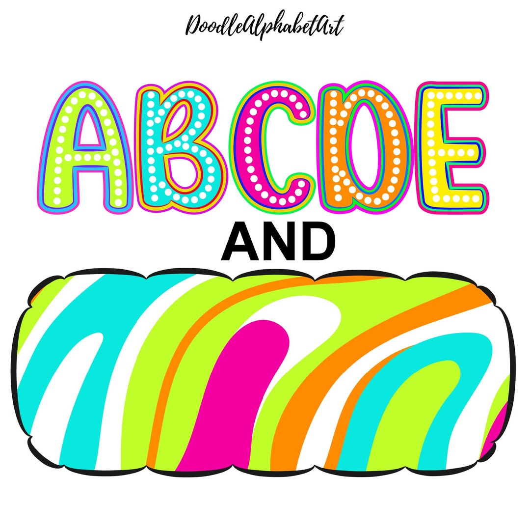Bright Colorful Backgrounds & Marquee Funky Alphabet PNG Bundle, 5 ...