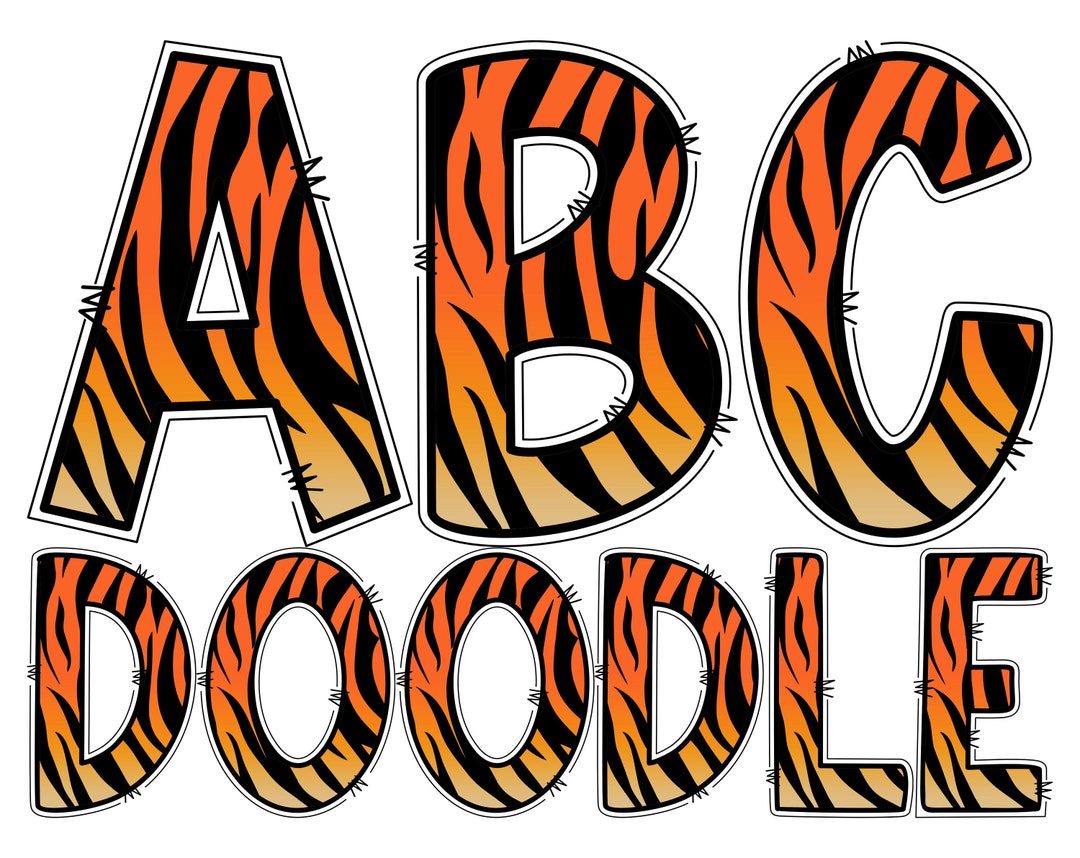 Tiger Skin Digital Alphabet Letters PNG, Hand Drawn Tiger Digital ...