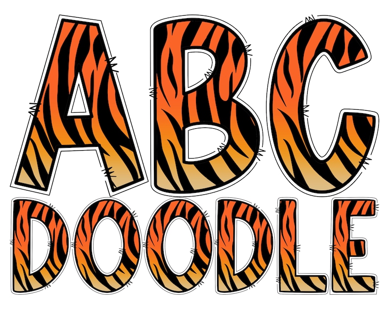 Tiger Skin Digital Alphabet Letters PNG Hand Drawn Tiger - Etsy