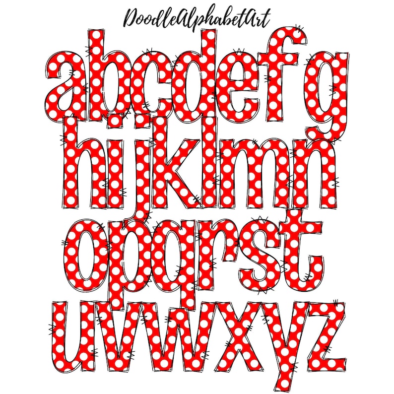 Red Polka Dot Doodle Alphabet PNG Bundle (digital Download) - Etsy