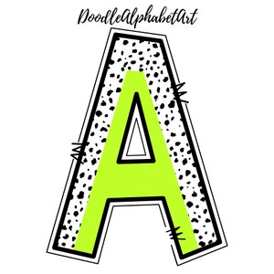 Half Dalmatian Doodle Alphabet PNG Bundle Mixed With Bright Color ...