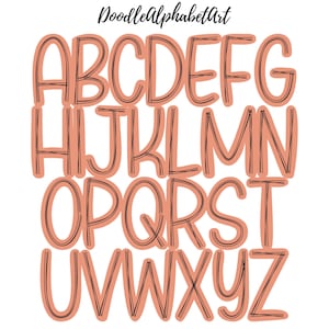 Scribble Boho Doodle Alphabet Letters PNG Bundle, Handwritten Comic ...