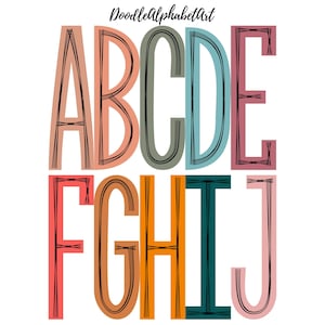 Boho Chic Scribble Doodle Alphabet PNG Bundle Clipart - Hand-drawn ...