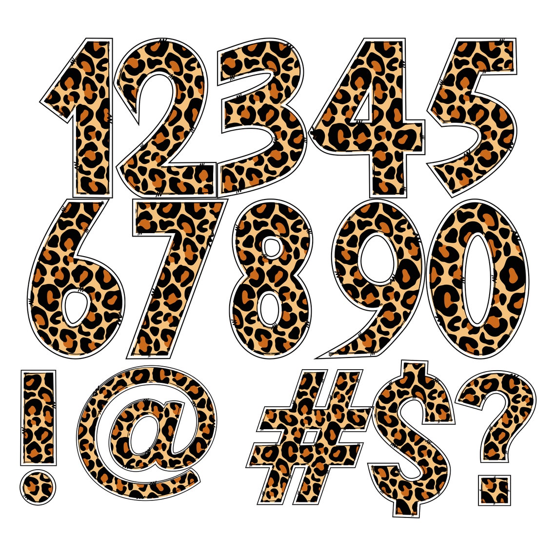 Leopard Print Doodle Alphabet Letters and Number Animal - Etsy