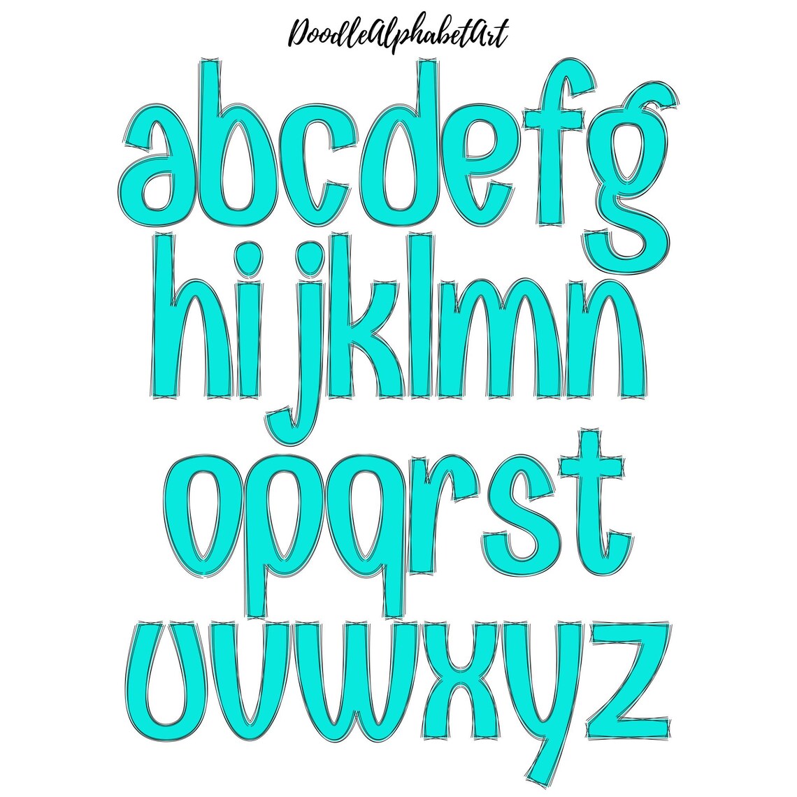 Scribble Font Alphabet PNG Bundle: Bright Color Palette Digital ...