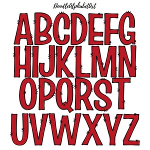 Doodle Alphabet PNG Bundle in 5 Colors Schemes for Berry Colors Palette ...