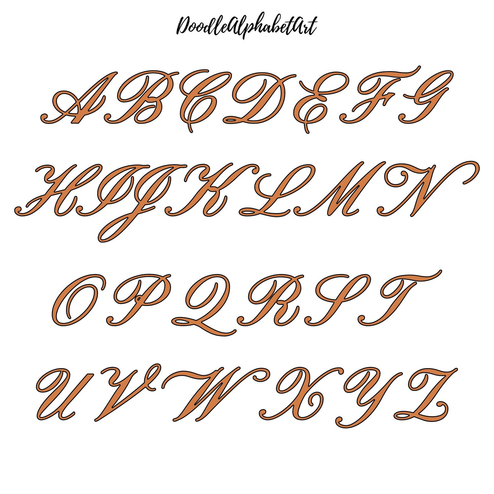 Boho Doodle Alphabet PNG Bundle: Romantic Script Font (digital Download ...