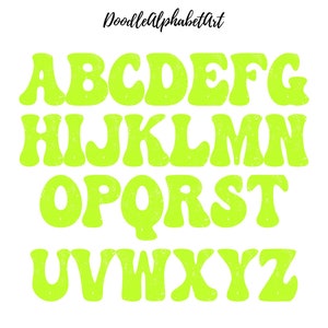 Bright Groovy Distressed Grunge Alphabet PNG Bundle, 5 Alpha Sets PNG ...
