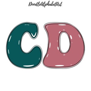 Boho 3D Letter PNG Bundle: Retro Doodle Alphabet (digital Download) - Etsy