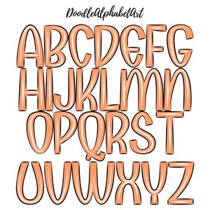 Doodle Alphabet PNG Bundle: White Brush Stroke Letters (digital ...