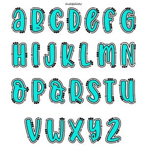 Bright Dots and Lines Doodle Alphabet PNG Bundle, Vibrant Outlined ...