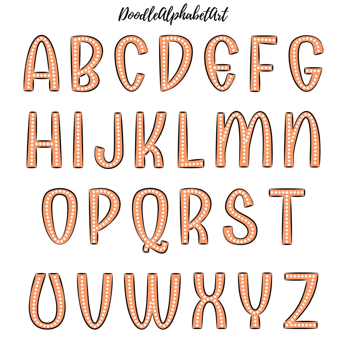Polka Dot Alphabet PNG Bundle: Teacher Colors, Marquee Letters (digital ...