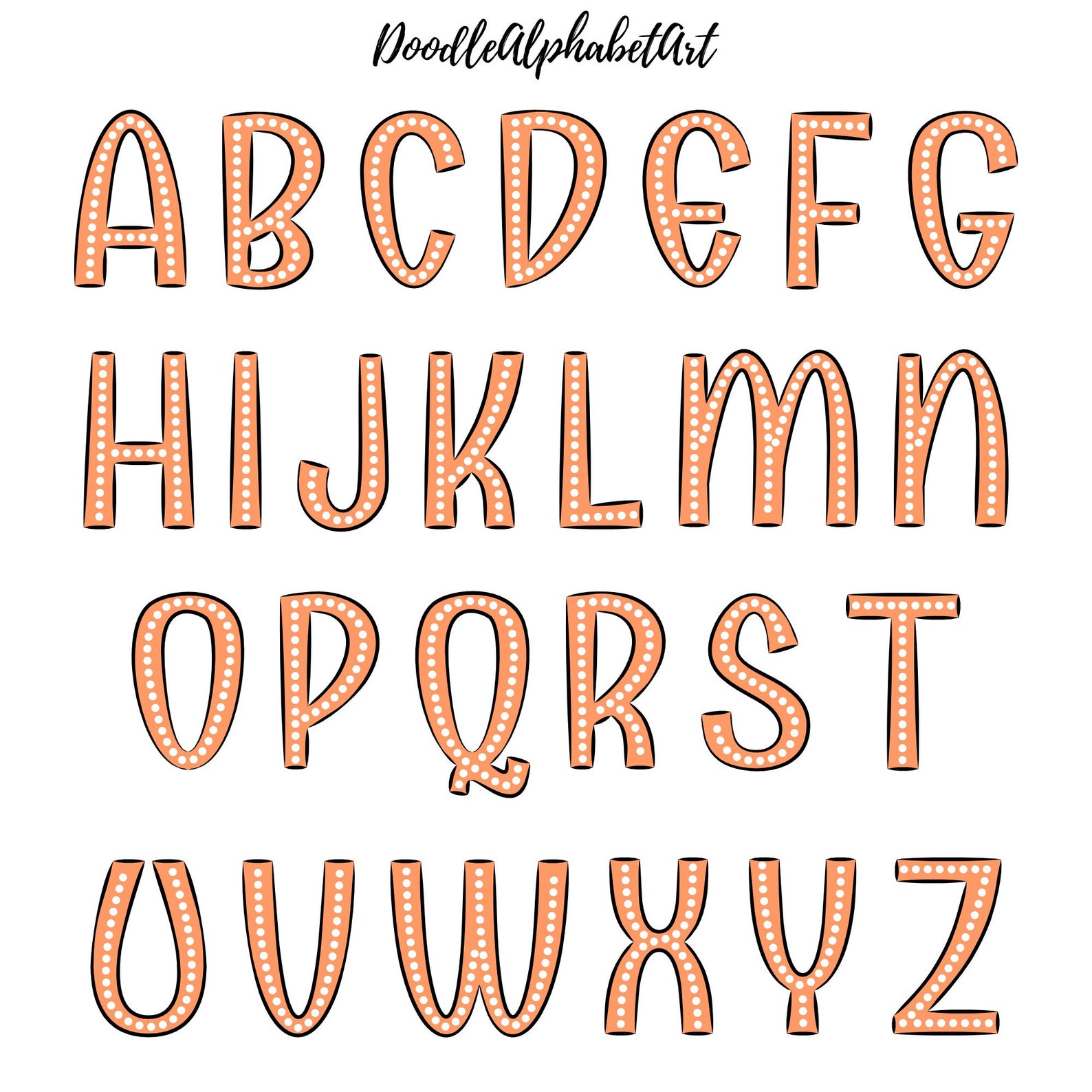 Polka Dot Alphabet PNG Bundle: Teacher Colors, Marquee Letters (digital ...
