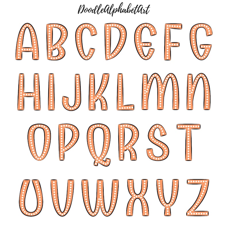Polka Dot Alphabet PNG Bundle: Teacher Colors, Marquee Letters (digital ...