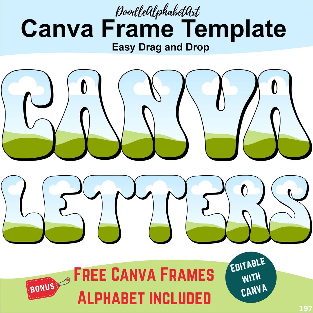 Groovy Canva Frame Letters, Uppercase and Numbers, Retro Doodle ...
