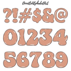 Boho Scribble Retro Groovy Doodle Alphabet, 3D Inflated Letters PNG ...