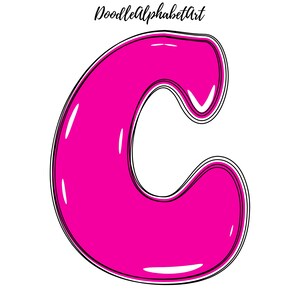 Bright Scribble Retro Groovy Letters, Doodle Alphabet 3D Inflated PNG ...