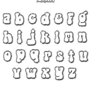 Lines and Dots Groovy Doodle Alphabet SVG PNG, Fillable Blank Letters ...