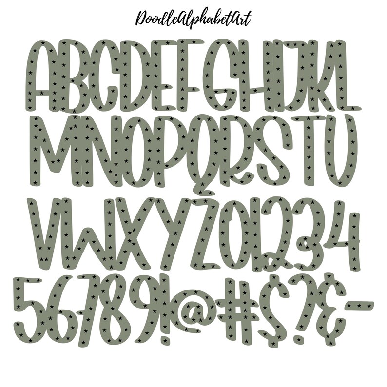 Boho Doodle Alphabet Letters PNG Bundle: Earthy Handwritten Font ...