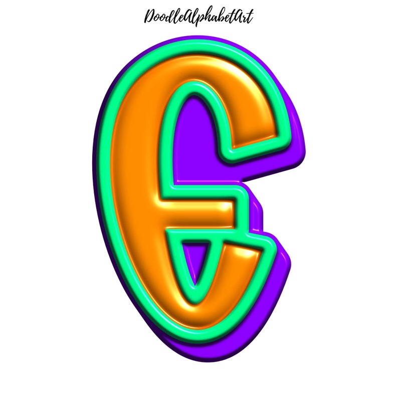 Funky Retro Alphabet PNG: Bright Inflated Letters (digital Download) - Etsy