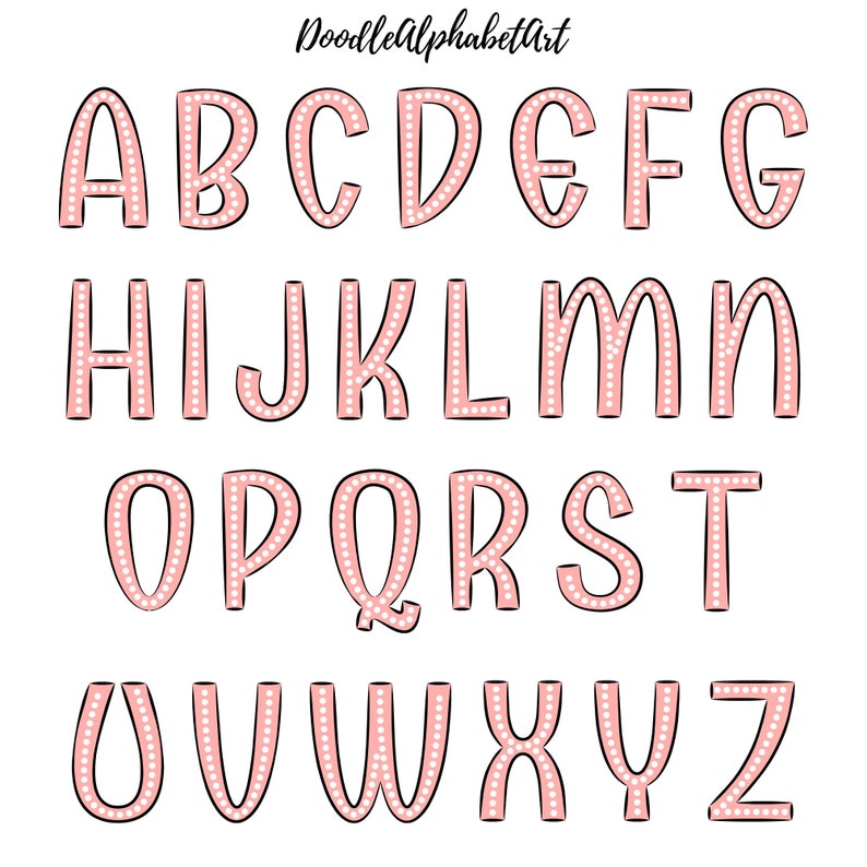Polka Dot Alphabet PNG Bundle: Pastel Marquee Letters (digital Download ...
