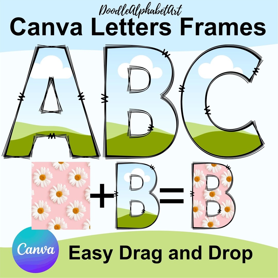 Canva Frames Scribble Alphabet Letters Geometric Font Hand - Etsy