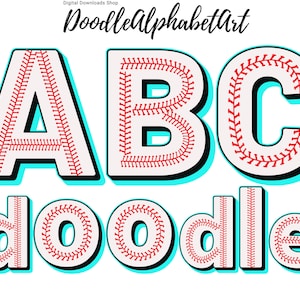 Baseball Alphabet Letters PNG Bundle, Baseball Sports Doodle Letters ...