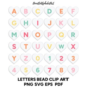 Heart Beads Clip Art Font, Bundle of 5 Sets Letters PNG SVG EPS Pdf in ...