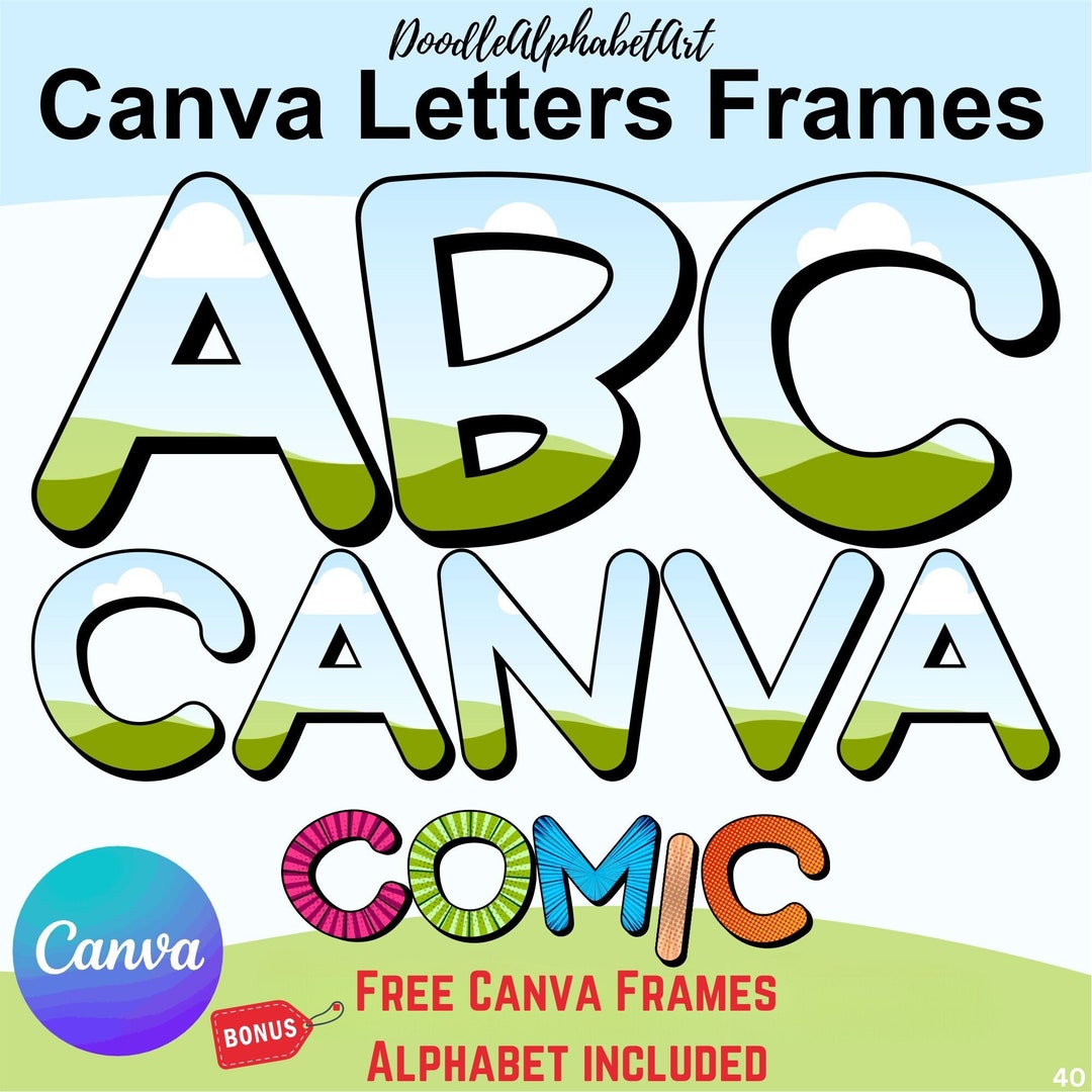 Comic Alphabet Canva Frames Fun Handwritten Letters for Party Decor ...