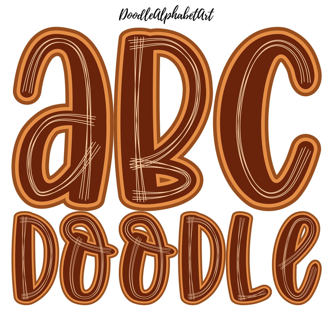 Scribble Letters PNG Bundle in Moccaccino, Rope, Tiger Eye Colors ...