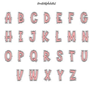 Lines and Dots Pastel Doodle Alphabet PNG Bundle, Pastel Color Dot ...
