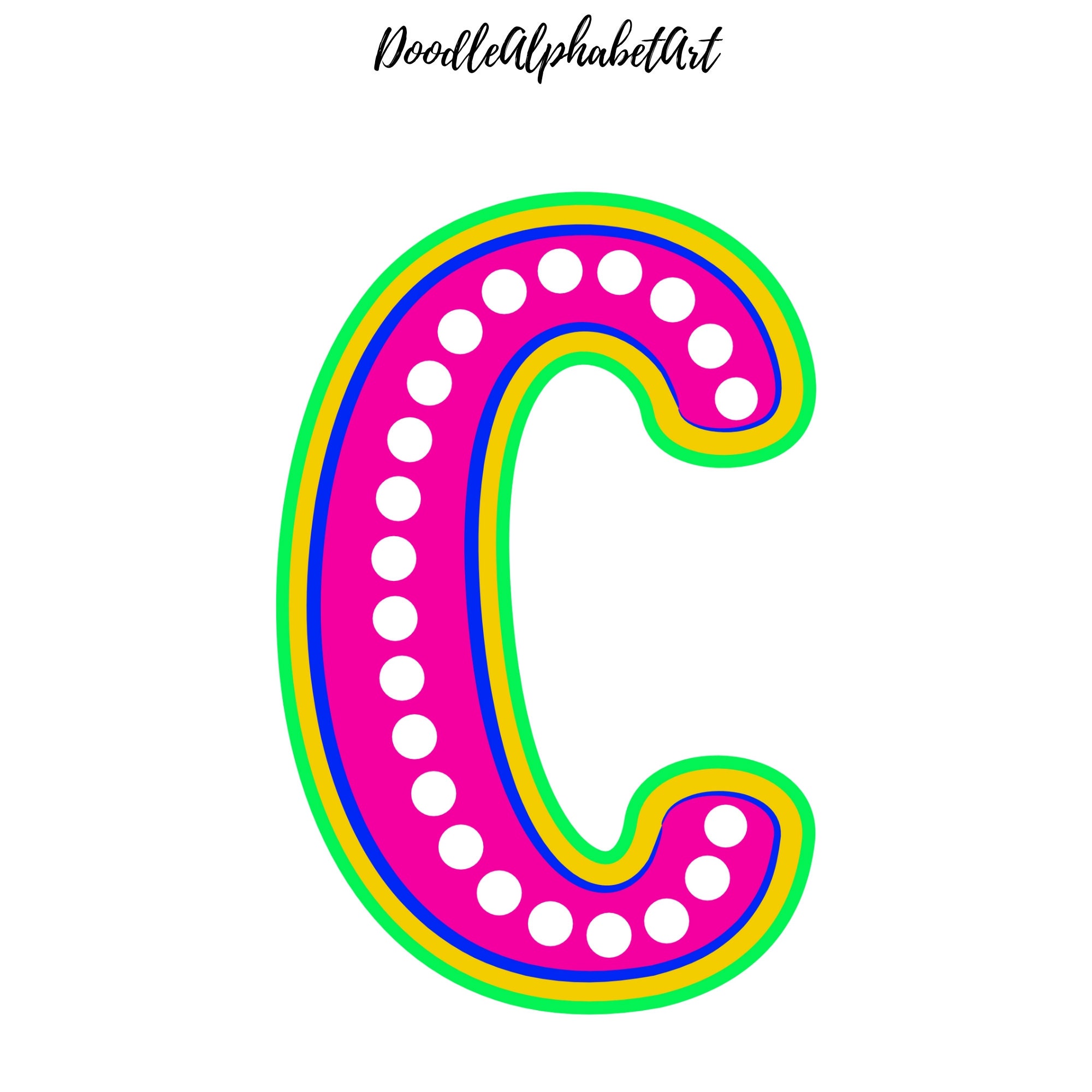 Polka Dot Marquee Alphabet PNG Bundle: Funky Colorful Letters (digital ...