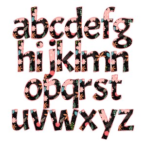 Floral Alphabet PNG, Spring Floral Letters PNG, Roses Floral Doodle ...