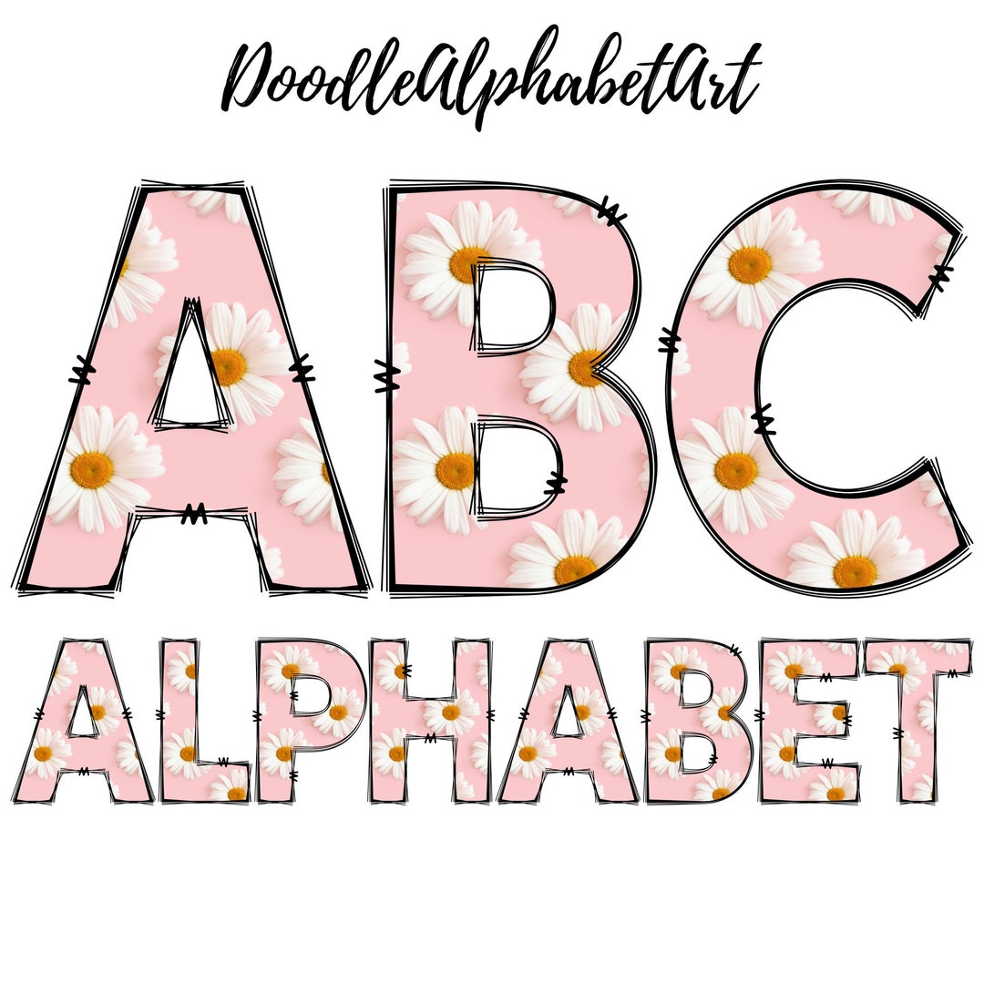 Daisy Scribble Alphabet Letters PNG, Hand-drawn Doodle Alphabet With ...