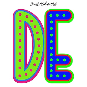 Neon Polka Dot Alphabet PNG Bundle: Funky Marquee Letters (digital ...