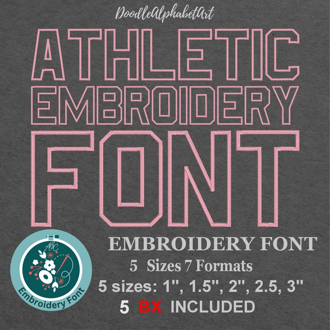 Athletic Applique Embroidery Font: Satin Stitch (digital Download) - Etsy