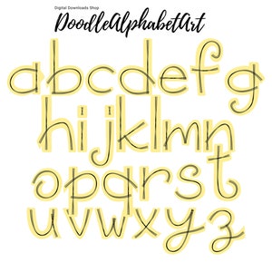 Scribble Letters PNG in 5 Pastel Color Palette, Digital Doodle Alphabet ...