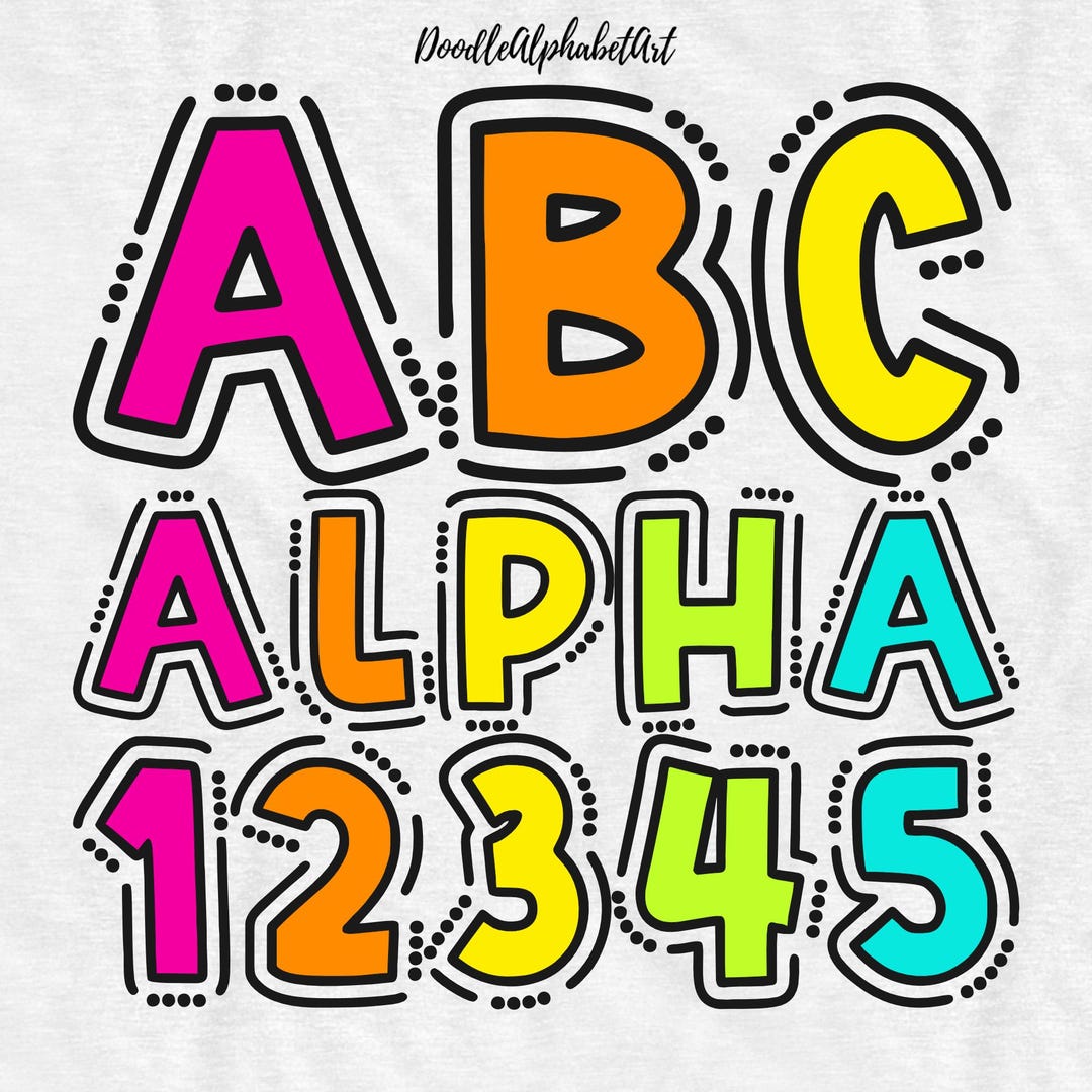 Vibrant Retro Lines and Dots Alphabet Letters PNG Bundle, Bright Colors ...