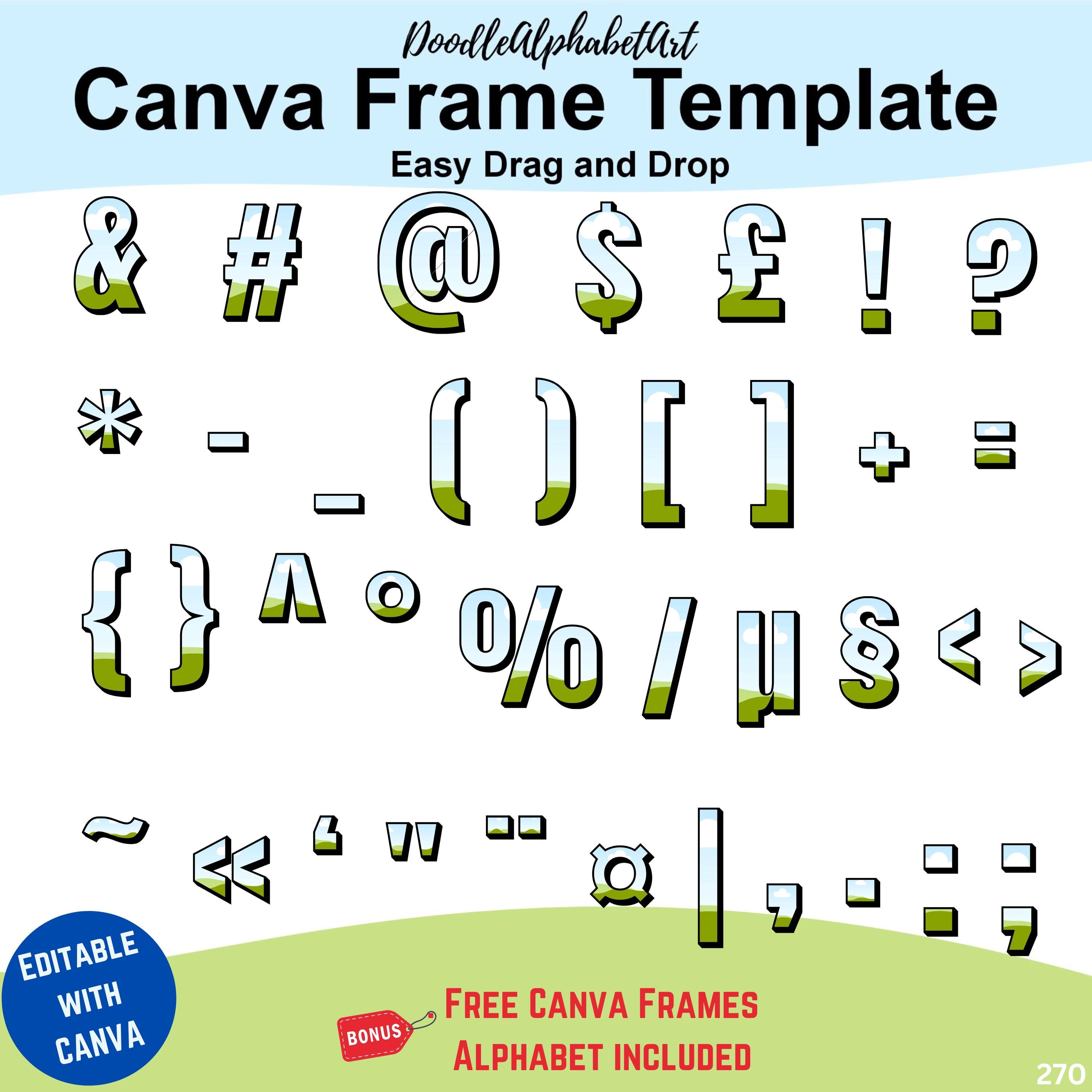 Symbols and Punctuation Canva Frames: Block Shadow Special Characters ...